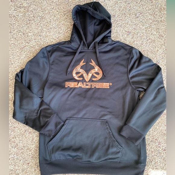 Realtree | Shirts | Realtree By Rzo Black Camo Logo Pullover Long ...